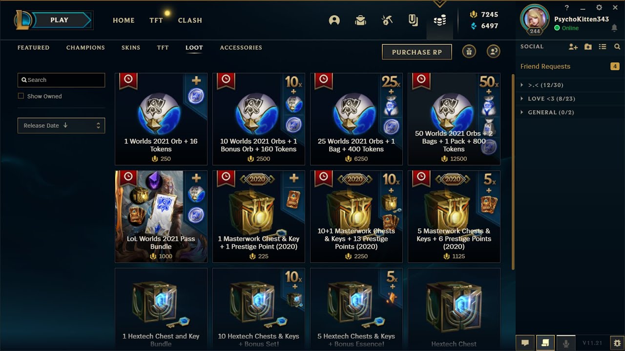 League Of Legends | 2021 Worlds Orb Opening | Rerolling And More ...