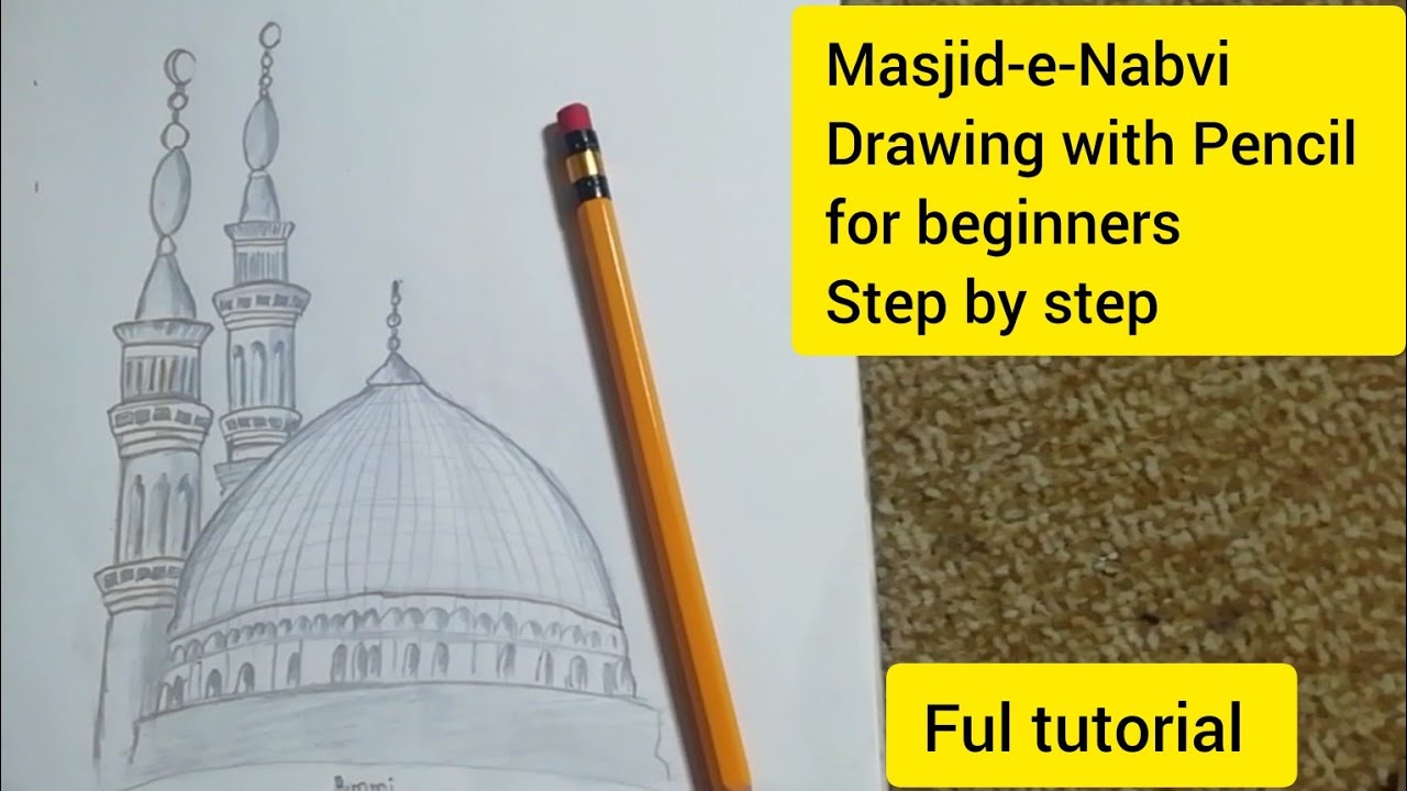 Masjid-e-Nabvi Drawing tutorial step by step || How to draw Madina very ...