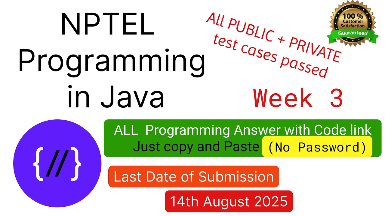 NPTEL Programming in Java week 3 all 5 programming assignment answer ...