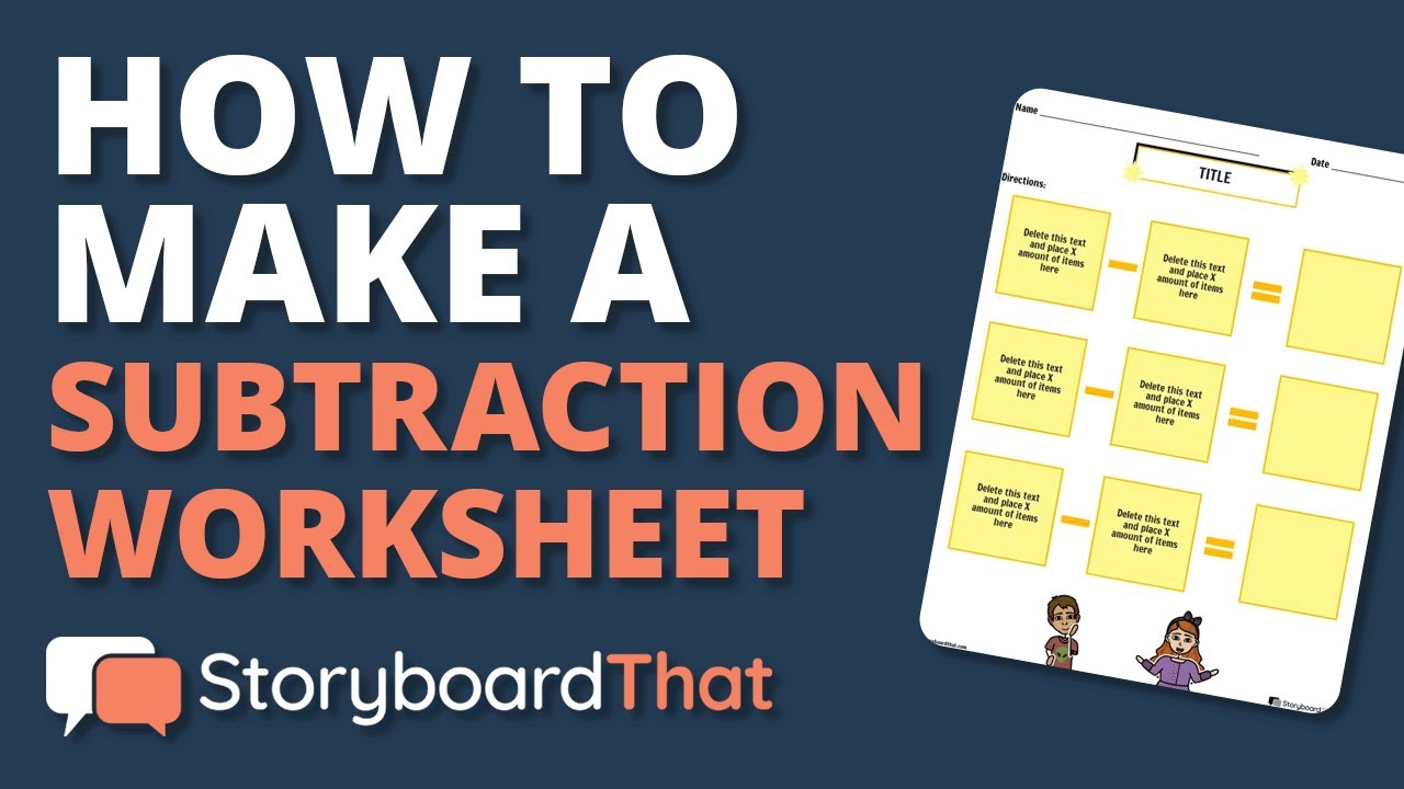 How to make a Subtraction Worksheet in the Storyboard Creator - YouTube