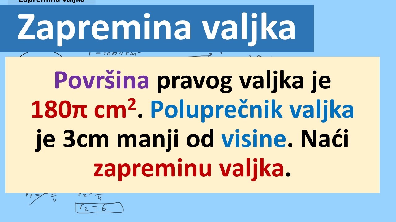 Zapremina Valjka Zadatak Youtube