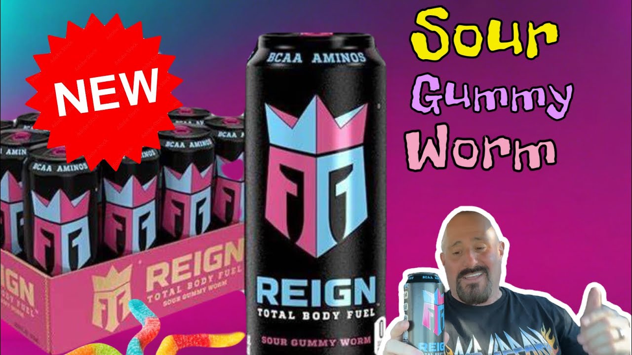 Reign Sour Gummy Worm Energy Drink Review - Food Review - YouTube