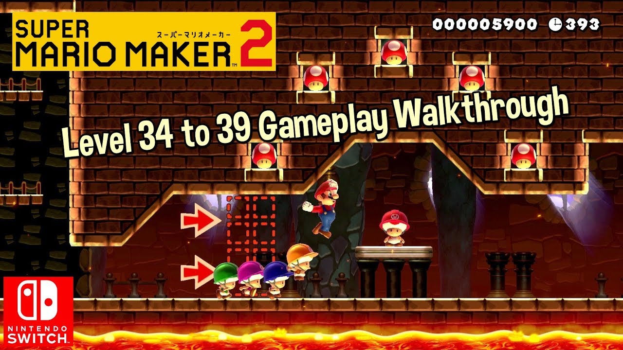 Nintendo Super Mario Maker 2 Walkthrough Gameplay Level 34 to 39 Switch ...