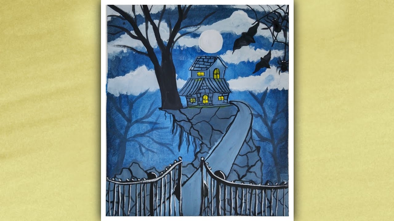 how to draw a scary😱drawing with poster colour painting for beginners ...