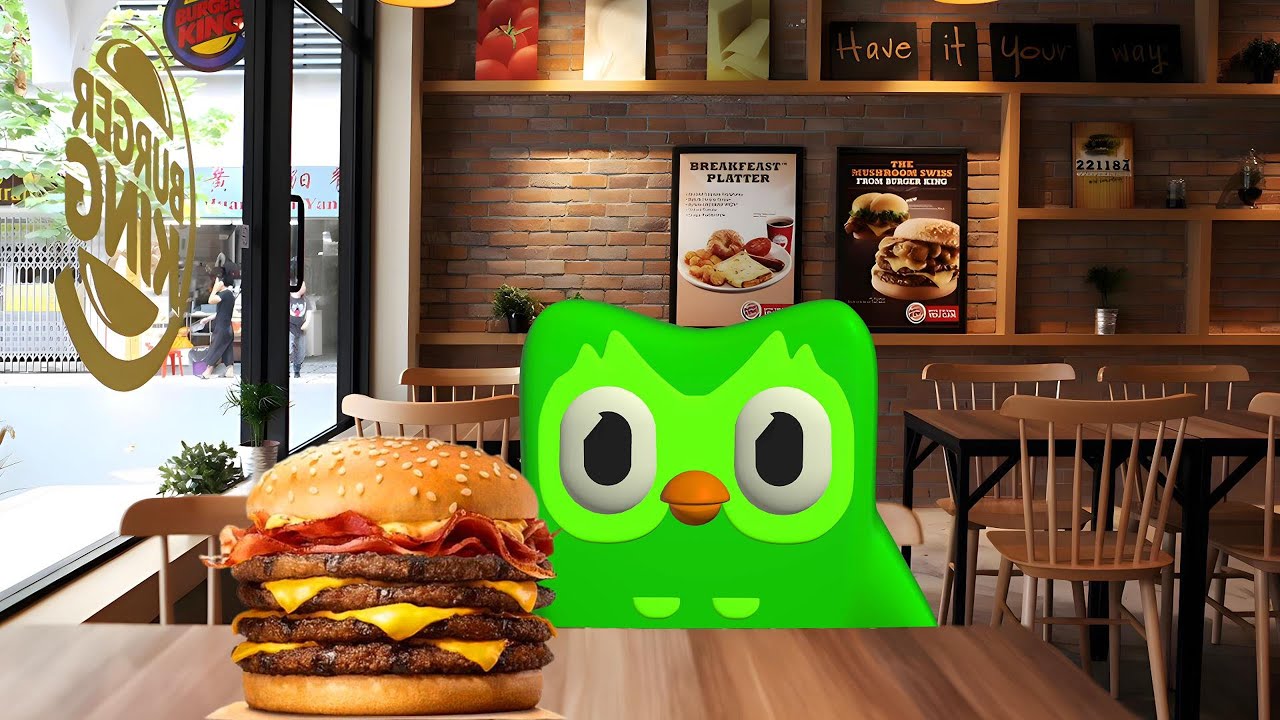 Mini Duolingo Visits Burger King!!! - YouTube
