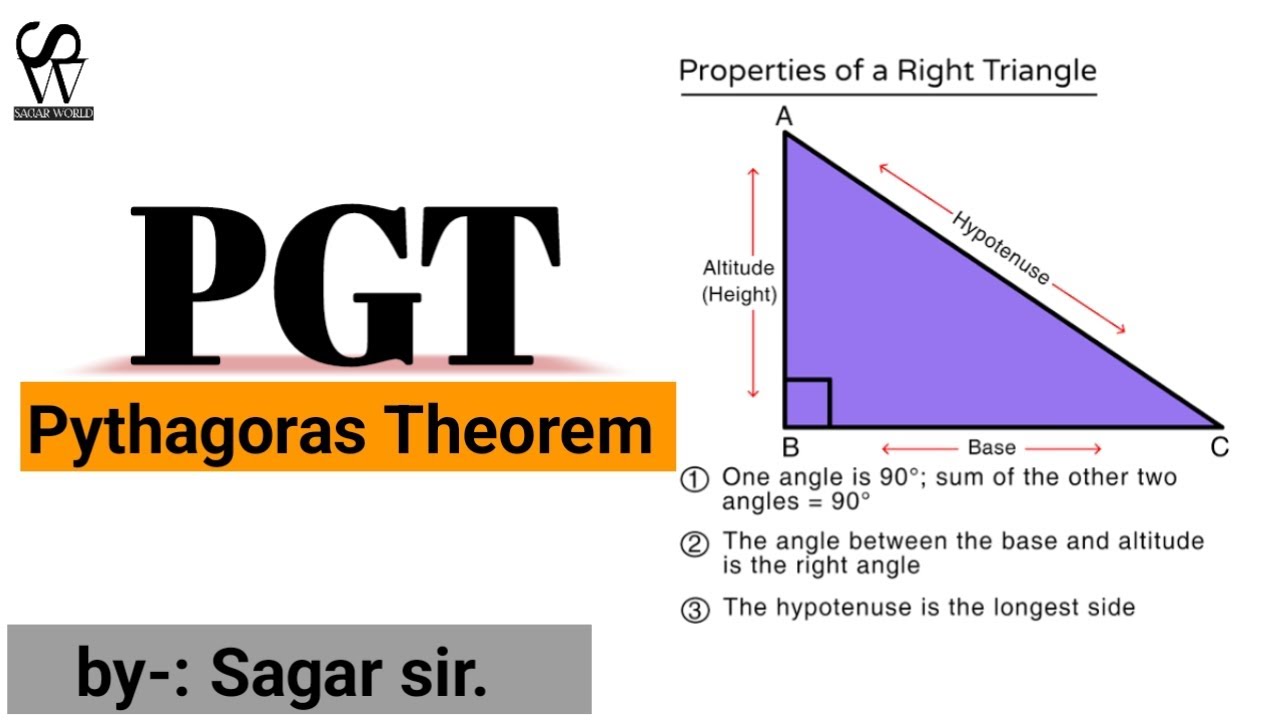 PGT | Pythagoras Theorem | right angle theorem| Sagar World |#3 - YouTube