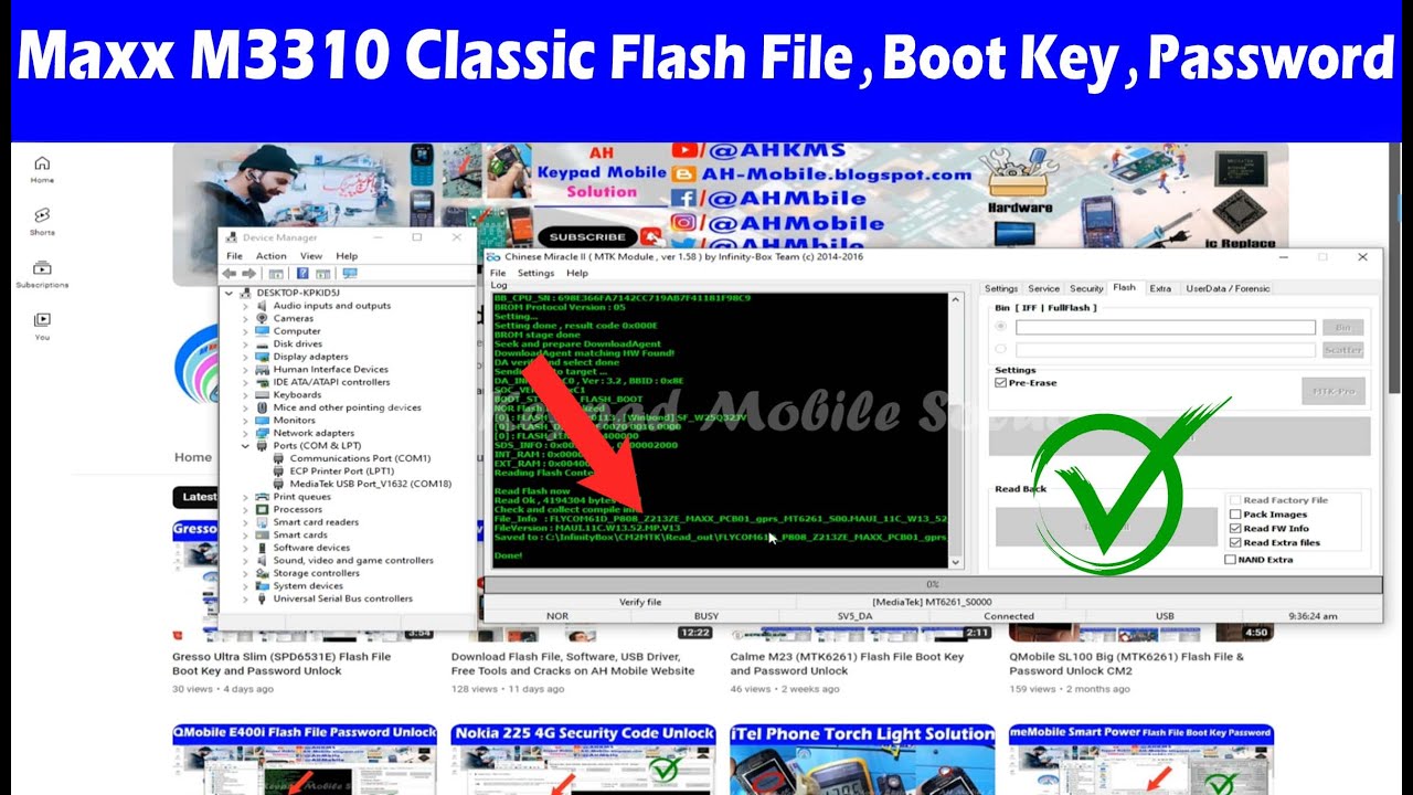 Maxx M3310 Classic (MTK6261) Flash File, Boot Key and Password Unlock - YouTube