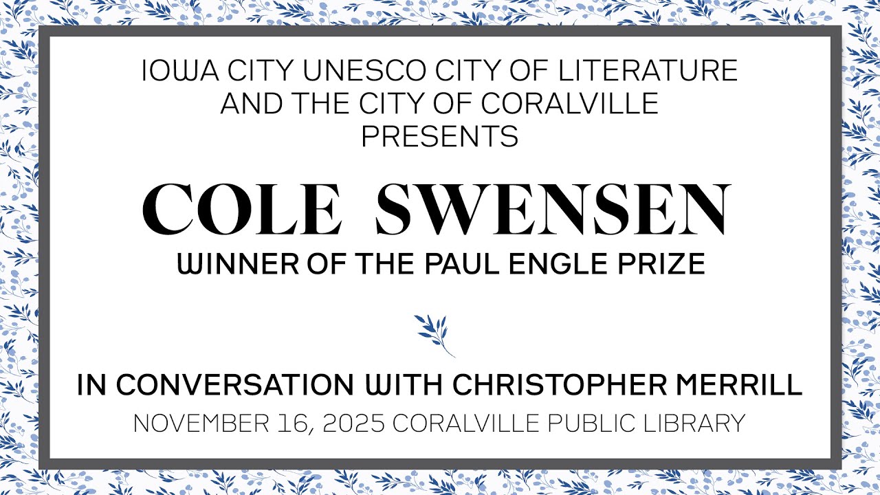 2025 Paul Engle Prize: Cole Swensen (Nov. 16, 2025) - YouTube