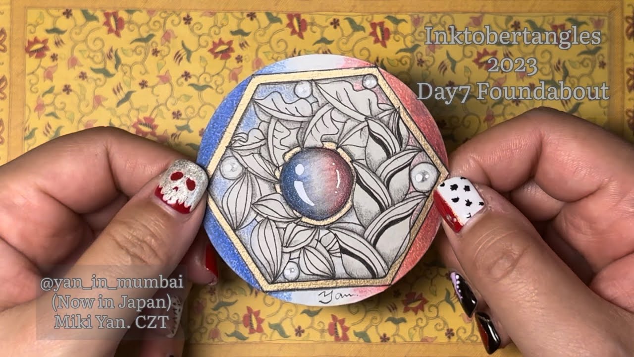 Inktobertangles2023 day7 Foundabout by Miki.Yan CZT zentangle/ゼンタングル インクトーバータングルズ2023 - YouTube