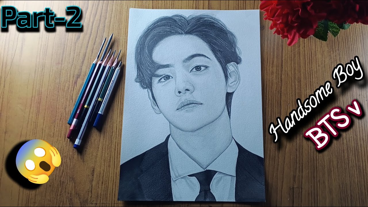 BTS v drawing easy tutorial 😊| Handsome boy (BTS v) Drawing | - YouTube