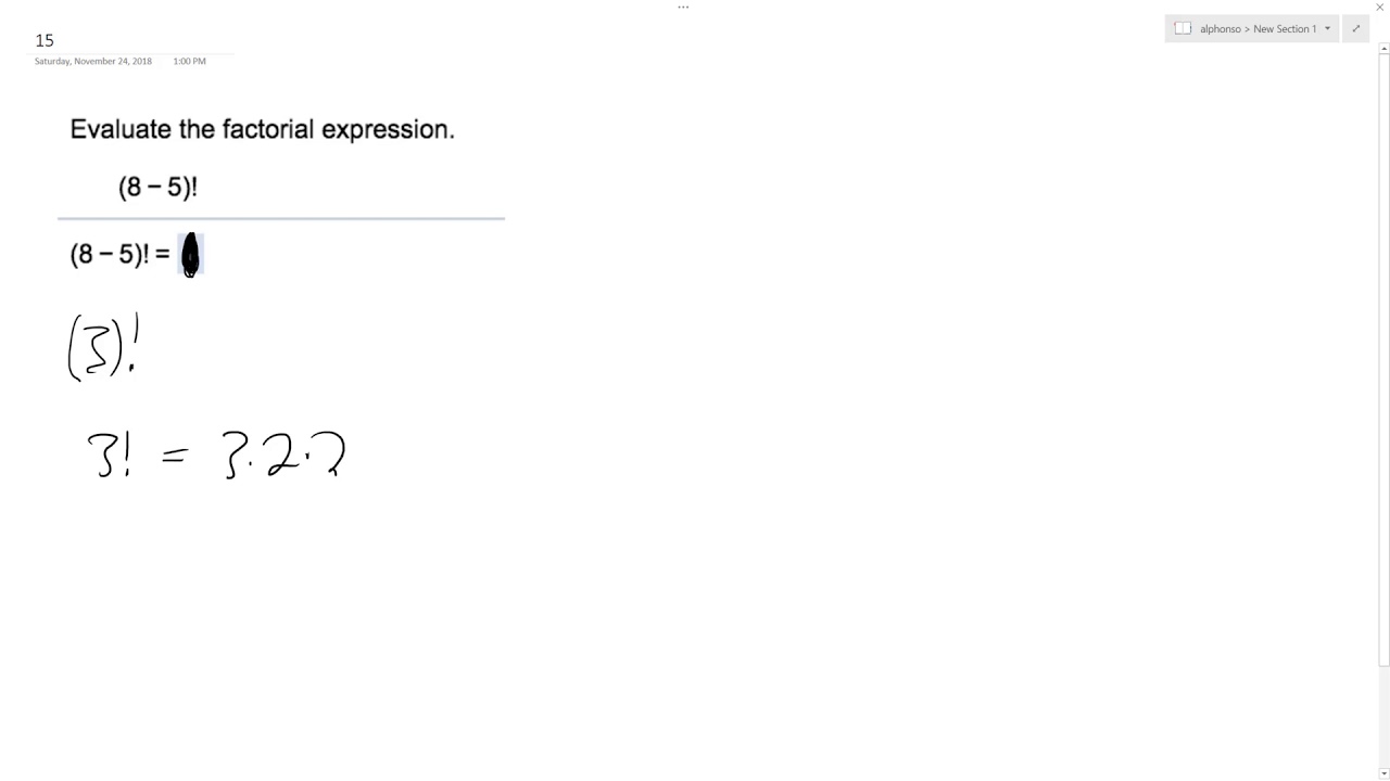 Evaluate the factorial expression. (8-5)! - YouTube