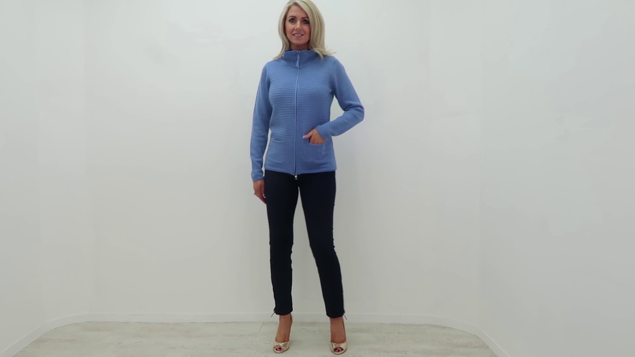 Olsen Azure Blue Melange Zip Cardigan with Pocket - 11000179 41153 ...