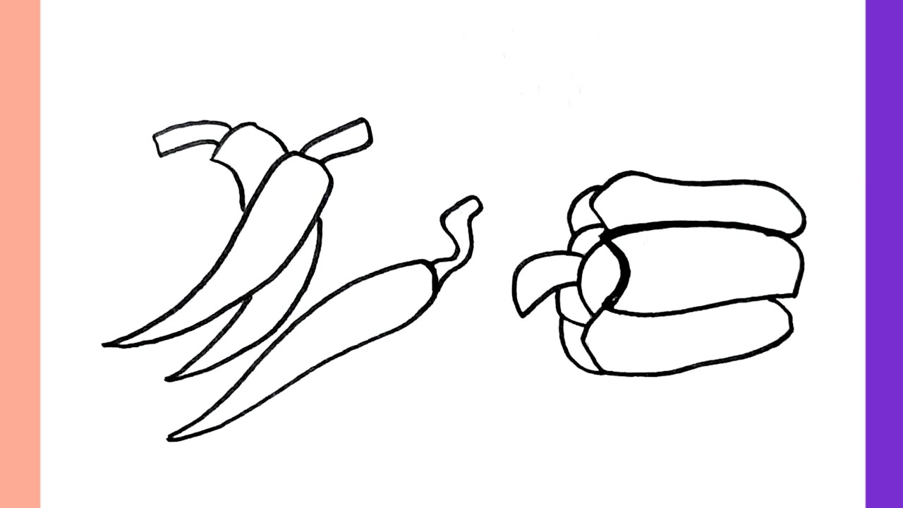 HOLLO everyOne !! how to draw a Simple Chilli & Green pepper || Drawing ...