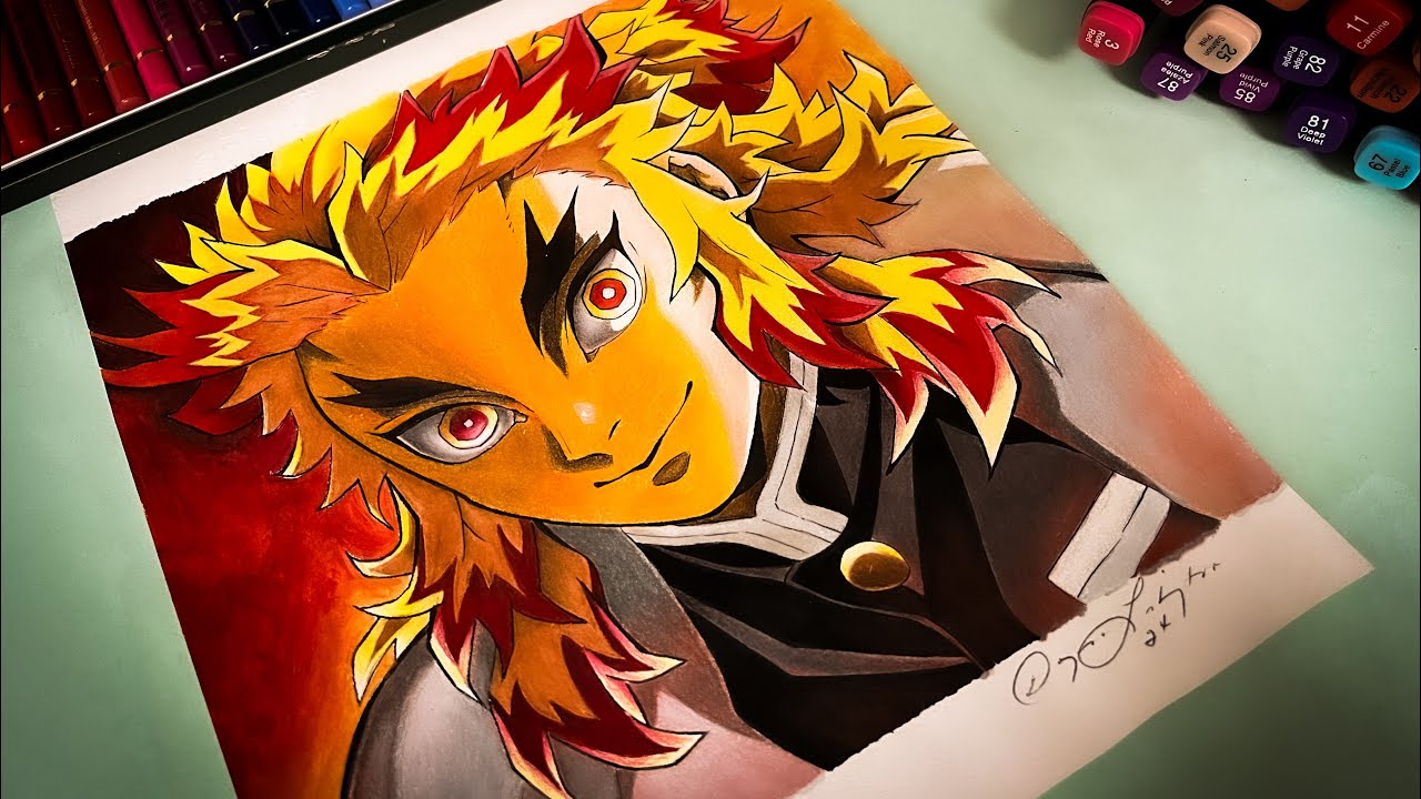 HOW TO DRAW RENGOKU KYOJURO THE FLAME HASHIRA🔥 FROM DEMON SLAYER ...
