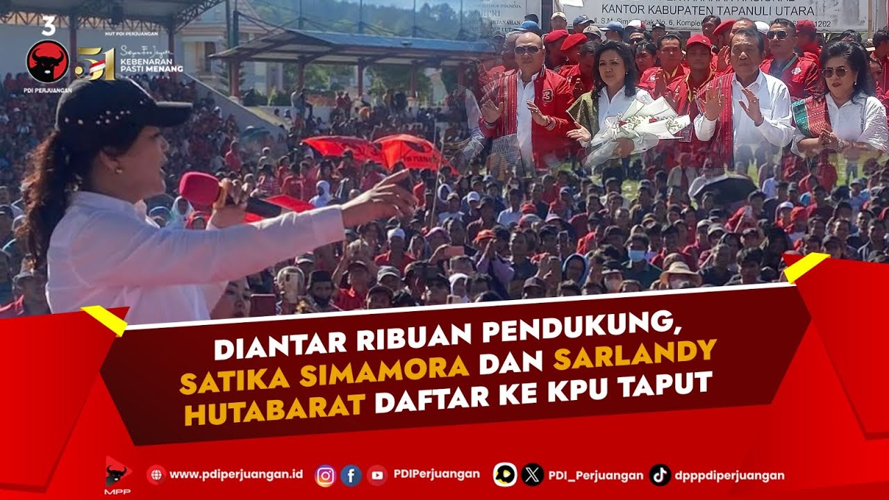 Diantar Ribuan Pendukung, Satika Simamora dan Sarlandy Hutabarat Daftar Ke KPU Taput - YouTube