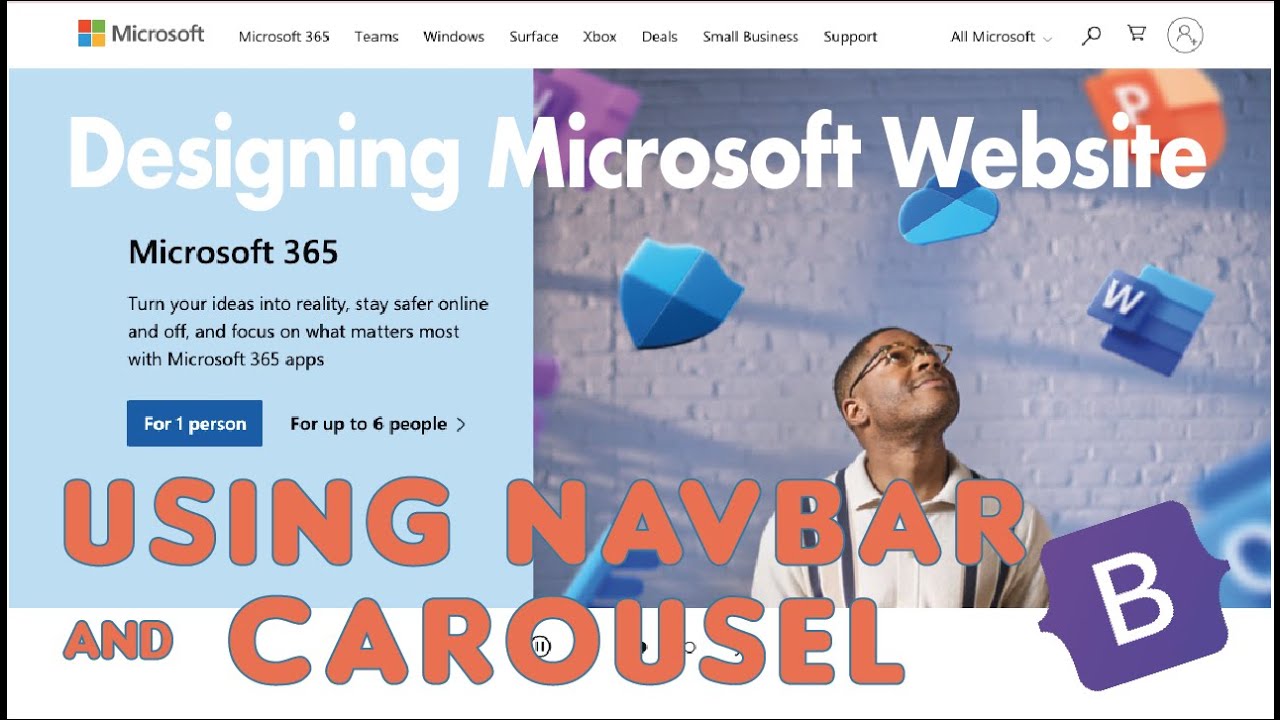Bootstrap 104 : Designing Microsoft Website using Bootstrap only - YouTube