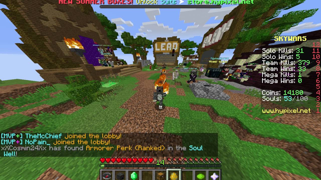 Minecraft Hypixel, Fire Trail Gadget :D - YouTube