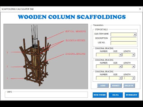 WOODEN COLUMN SCAFFOLDING ESTIMATOR TAB - YouTube