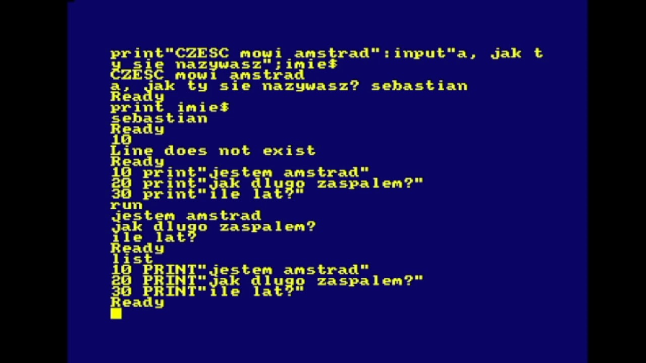 Amstrad cpc basic#1.Pierwszy program. - YouTube