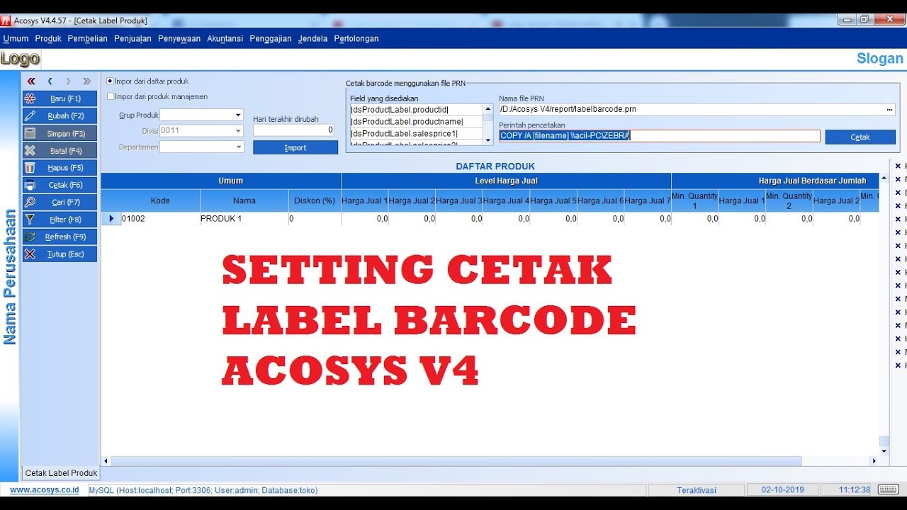 Tutorial Acosys V4 : SETTING AWAL CETAK BARCODE FILE .PRN ACOSYS V4 ...