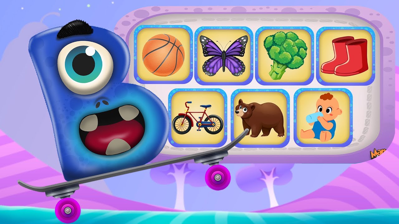 Letter B | Monster Alphabet Phonics for Kids | Skateboard ABC ...