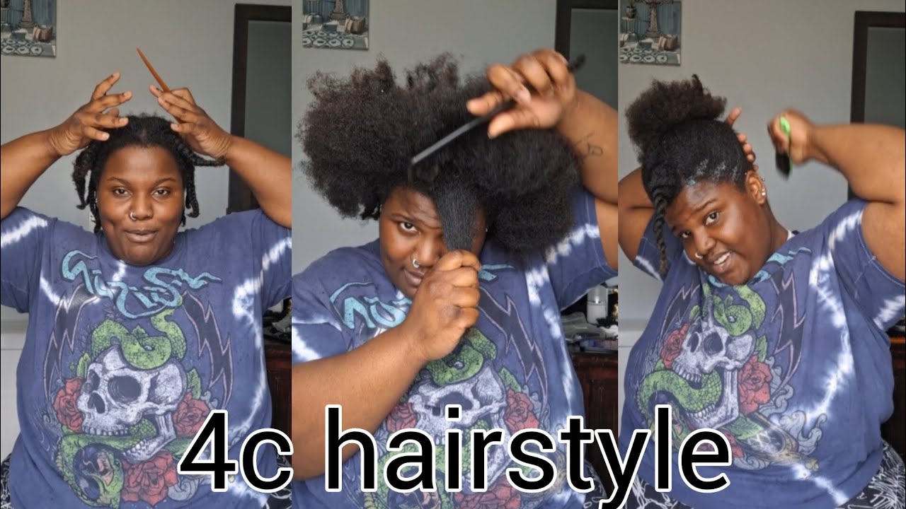 High Puff with Swoop On Really Thick 4C Hair - YouTube