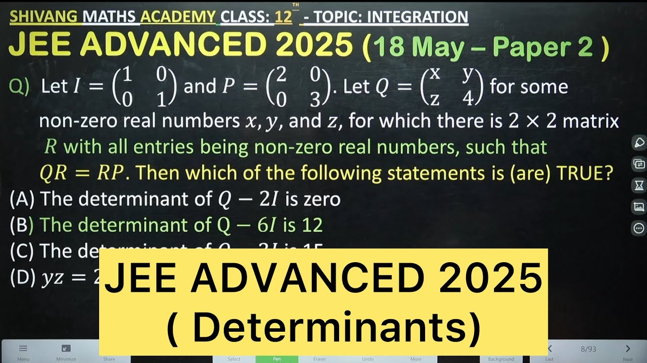 Q). Let 𝐼= (1 0 0 1)) and 𝑃=( 2 0 0 3)). Let 𝑄= (x y z 4)) for some non ...