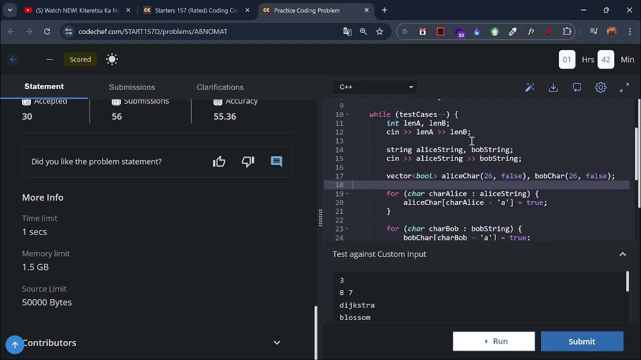 ABNOMAT | Non-matching Name | START157D | CodeChef solution - YouTube