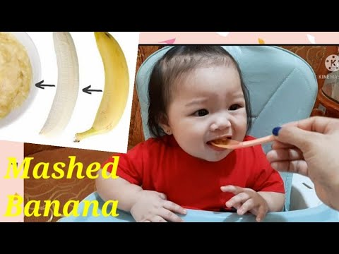 Maegan Joy Eating Mashed Banana l #mashedbananaforbabies - YouTube
