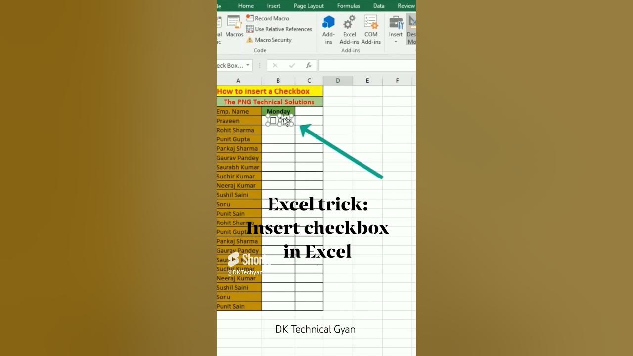 Check Box Insert Trick In Excel Exceltricks Excelformula Youtube