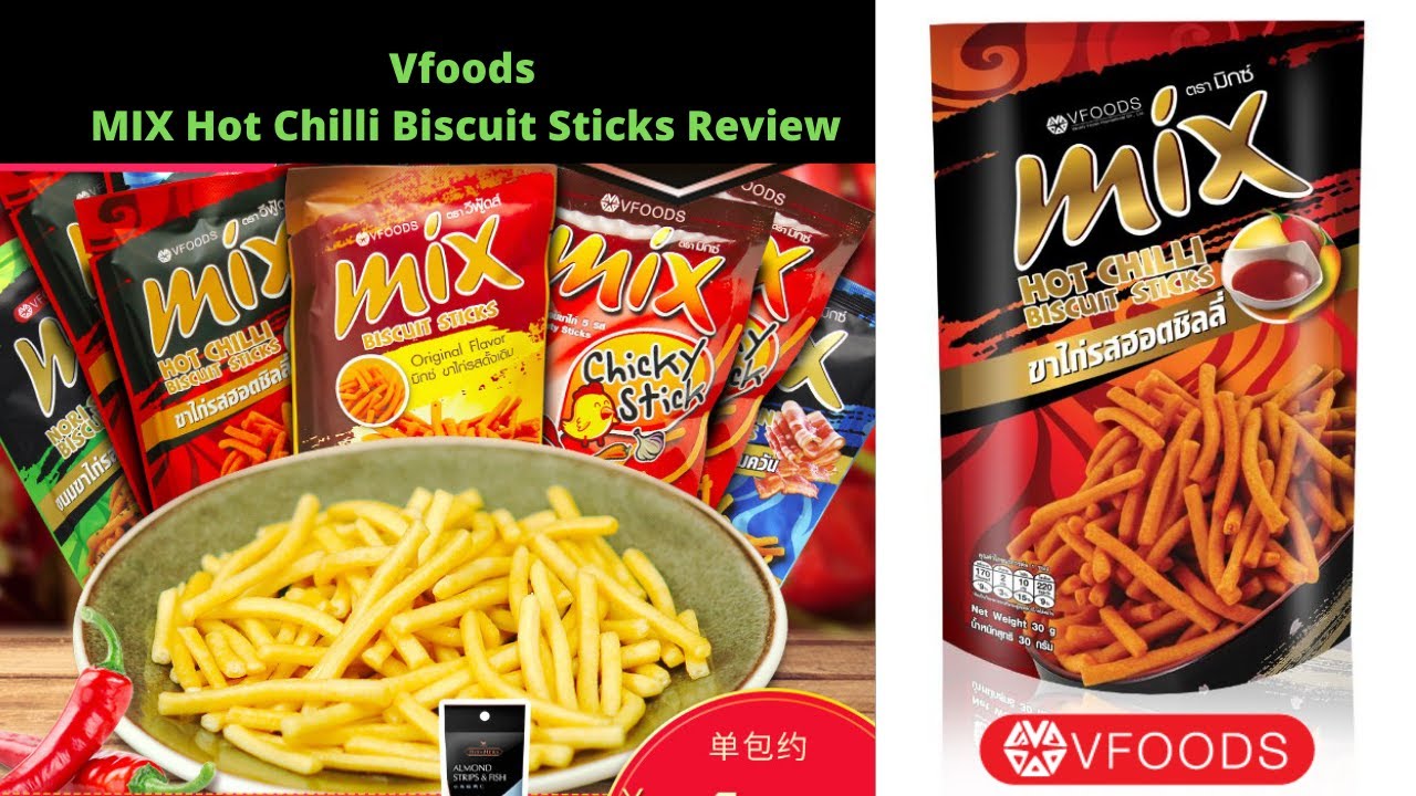Thailand MIX Hot Chilli Biscuit Sticks review from VFoods - YouTube