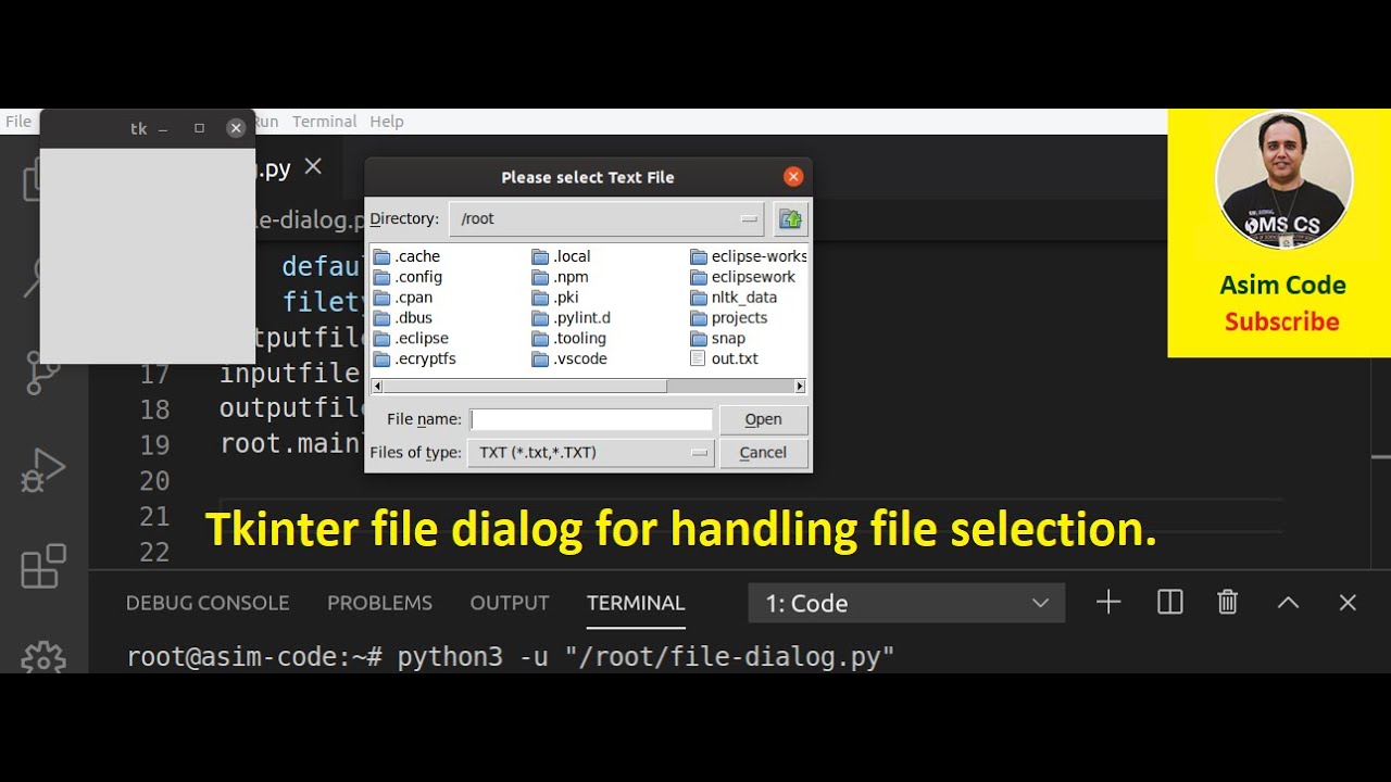 Tkinter File Dialog For Handling File Selection Youtube 2709