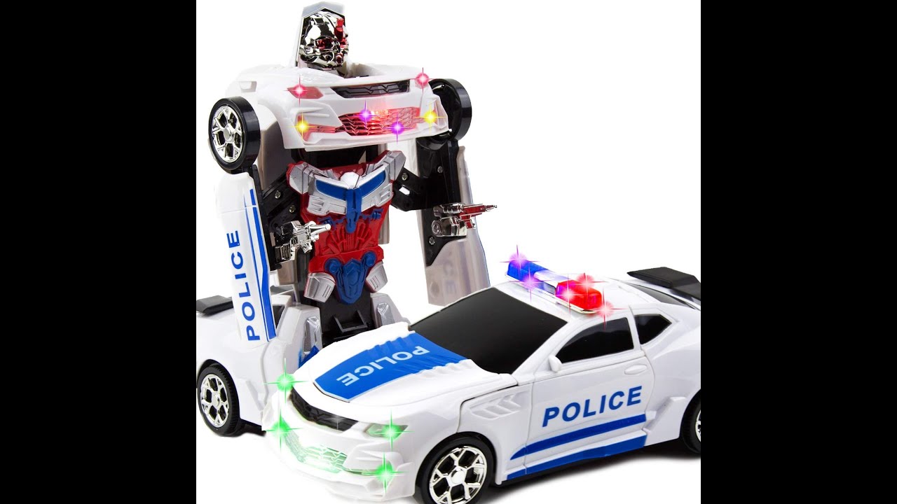 Unboxing robot transformation police car - YouTube