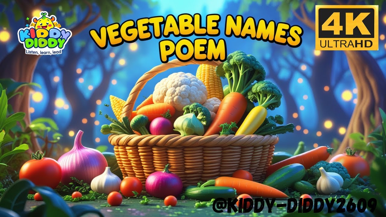 Vegetable Names Poem| 4K Learning Poems for Toddlers| Pre-school ...