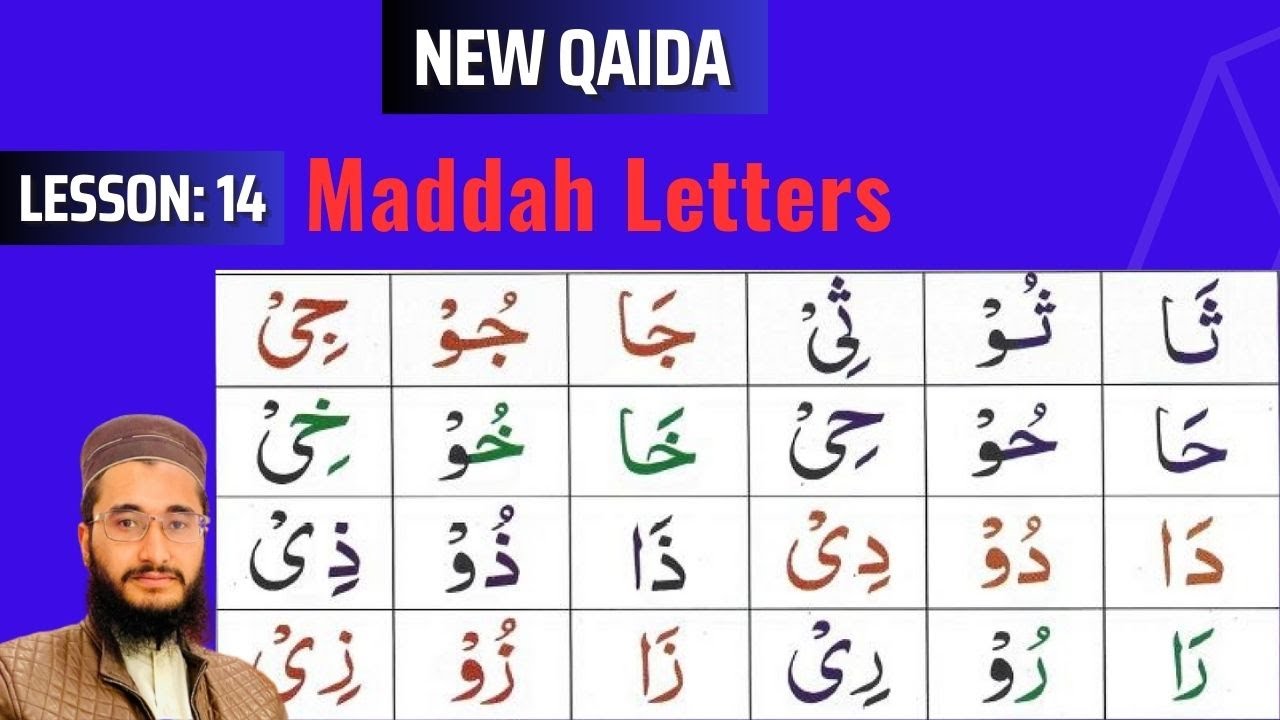 New Qaida Lesson 14 Maddah Letters | Huroof e Maddah | Maddah Letters ...