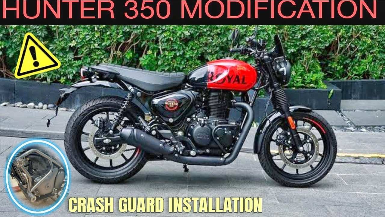 Hunter 350 Modification || Heavy Crash Guard, Mud Flap and Waizer ...