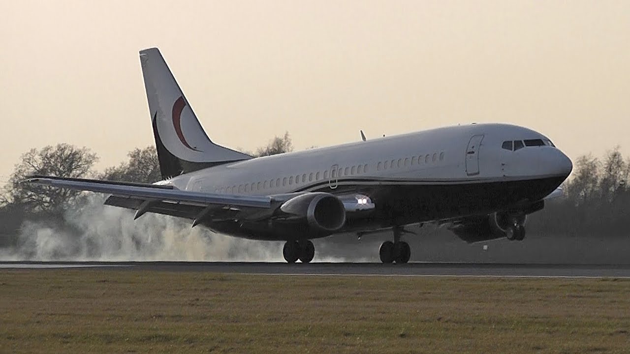 Maleth Aero Boeing 737-329 9H-MTF landing 05R Manchester Airport - YouTube