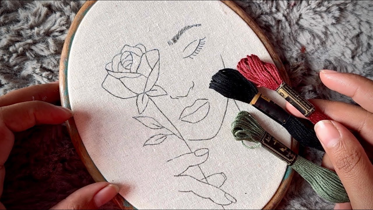 Girl and rose embroidery tutorial || Embroidery for Beginners - Let’s ...