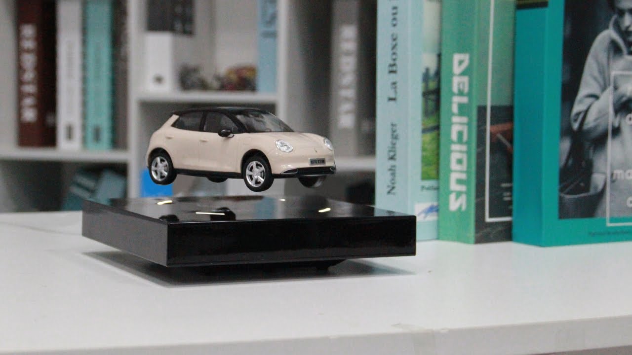 Magnetic levitation floating diecast yellow car model - YouTube