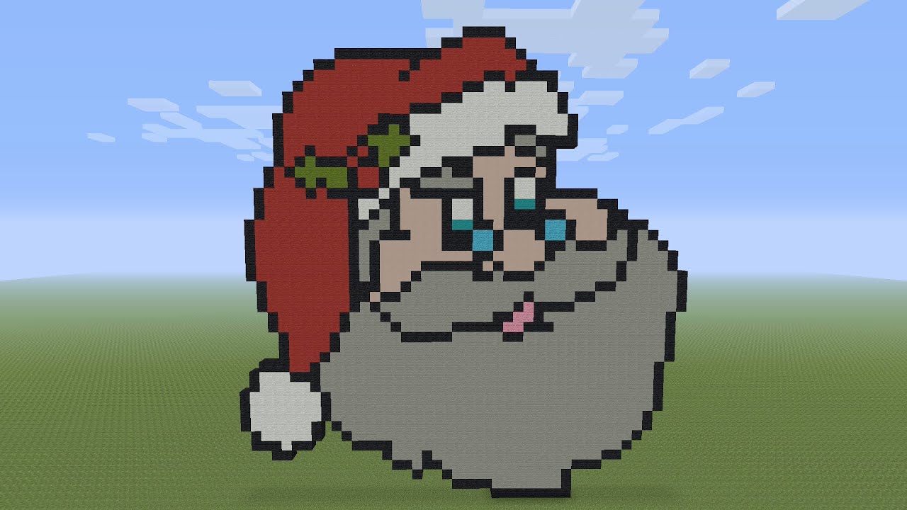 Minecraft Pixel Art - Santa Claus Face - YouTube