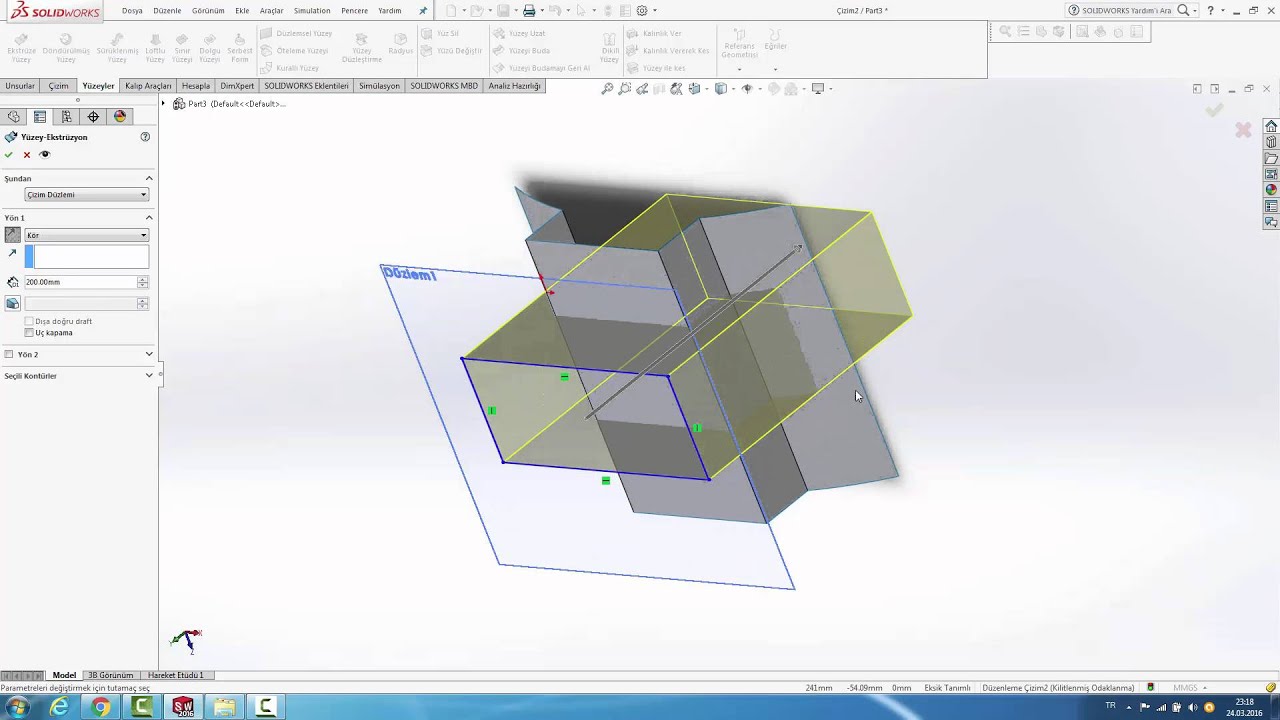 Solidworks yüzey uzatma-extend surface - YouTube