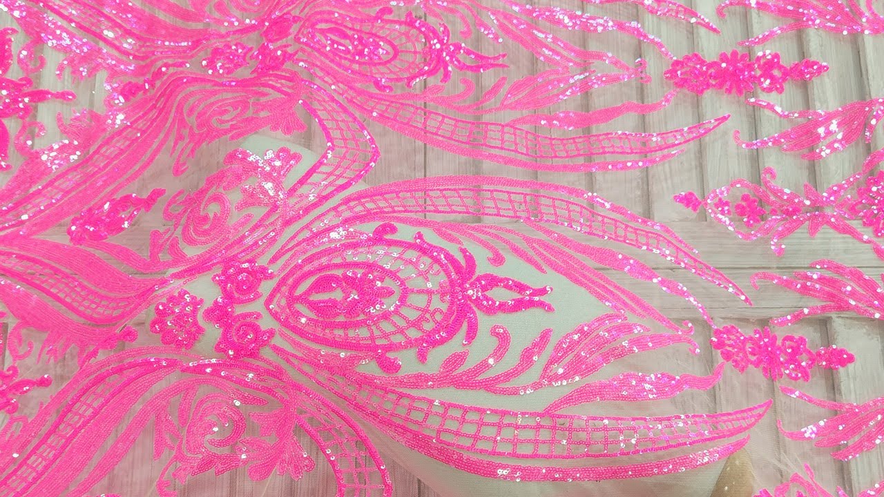 [OneYard] Fashionable Geometric Pattern Hot Pink Sequin Fabric 30114 ...