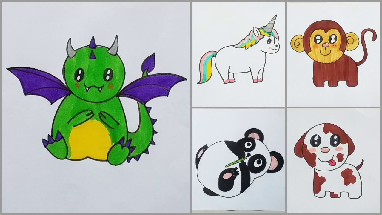 How to Draw Animals | Easy Animals to Draw For Practice | Step By Step ...