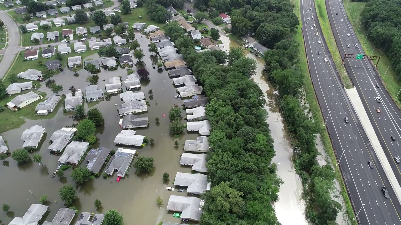 Drone video of flooding in Brick, N.J. after 8 inches of rain fell ...