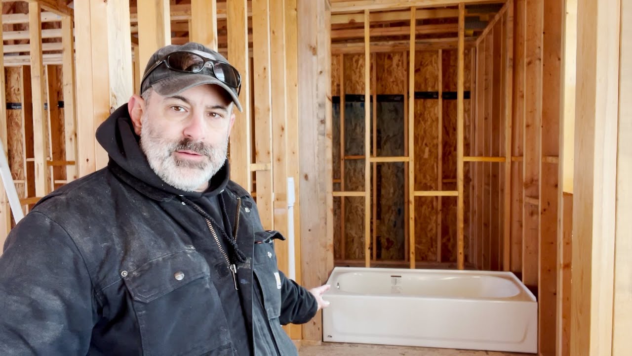 Installing tub and drain lines| Building Our Own Home Ep. 44 - YouTube