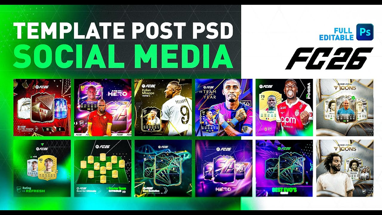 🔥 FC26 Thumbnail Templates Pack (10+ PSDs + Bonus) | EA Sports FC 26 ...