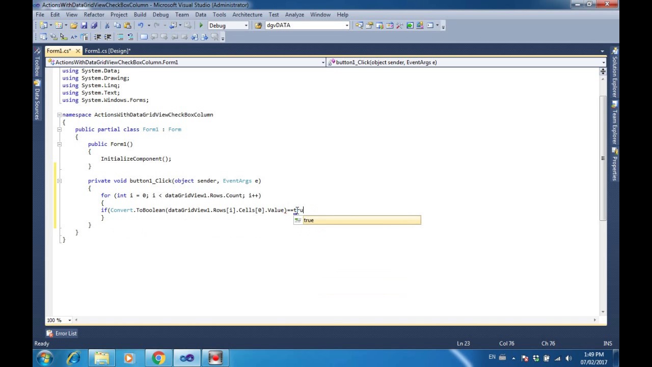 C Data With Datagridviewcheckboxcolumn Youtube