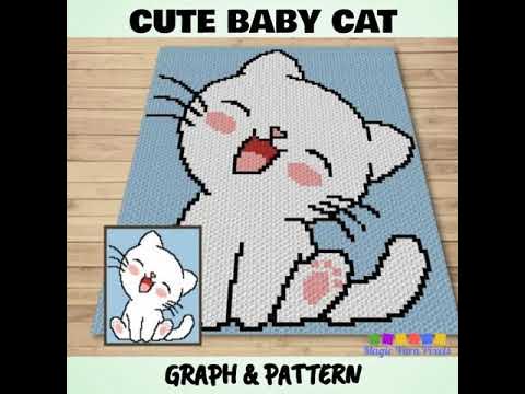 Cute Baby Cat C2C Pattern & Chart PROMO VIDEO | Magic Yarn Pixels - YouTube