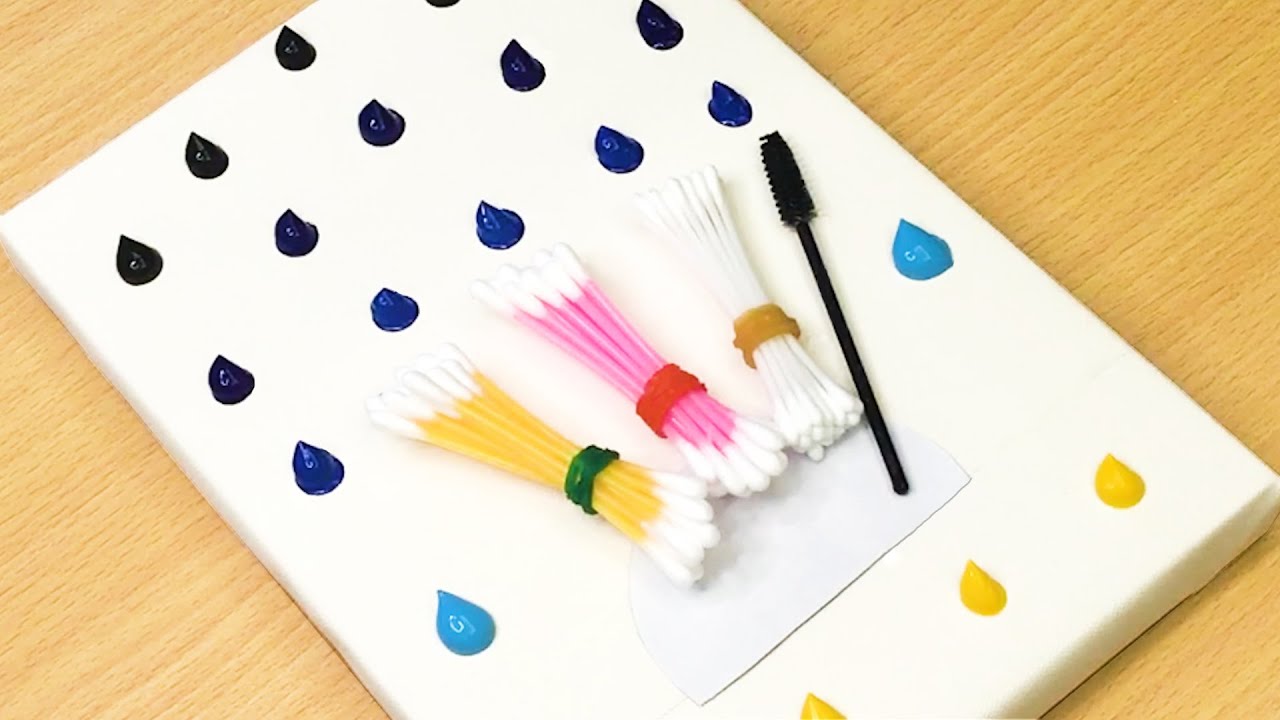 Acrylic Painting Yellow Tree Moonlight Couple/ Cotton Swab Techniques ...