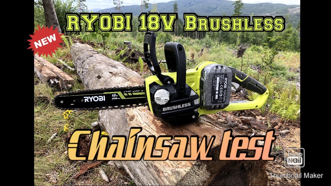 RYOBI 18V One+ brushless CHAINSAW FIRST CUTTING TEST - YouTube